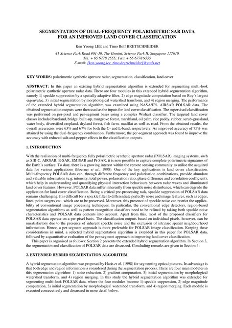 pdf segmentation of dual frequency polarimetric sar data for an improved land cover classification