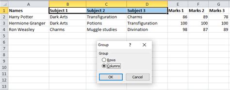how to group adjacent columns or rows separately or independently in excel geeksforgeeks