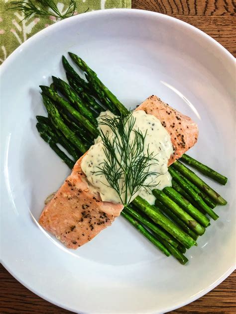 Salmon With Asparagus And Lemon Dill Cream Sauce Aly Eats Food