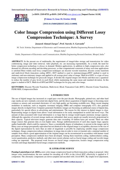 pdf color image compression using different lossy compression technique a survey