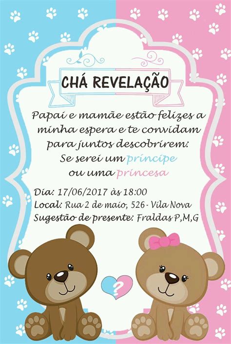 Convite Chá Revelação Digital no Elo7 Arthur Design 961667