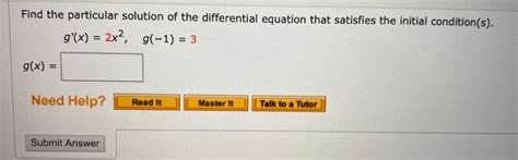 solved find the particular solution of the differential