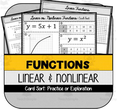 Linear And Nonlinear Functions CARD SORT By Teach Simple