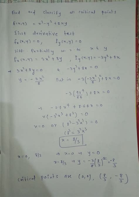 [solved] find and classify all the critical points of function f x y course hero