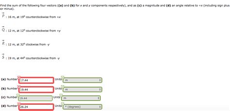 solved find the sum of the following four vectors a and