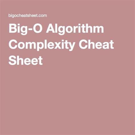 big o algorithm complexity cheat sheet cheat sheets algorithm cheating