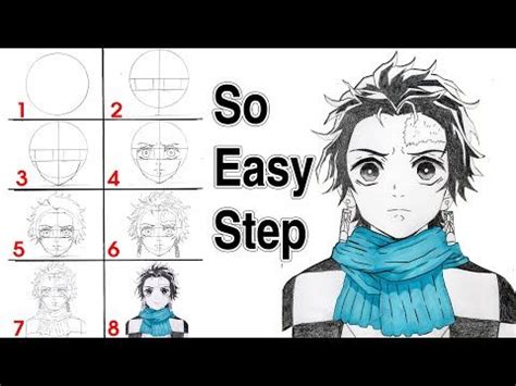 How To Draw Tanjiro Easy Step By Step Demon Slayer Kimetsu No Yaiba