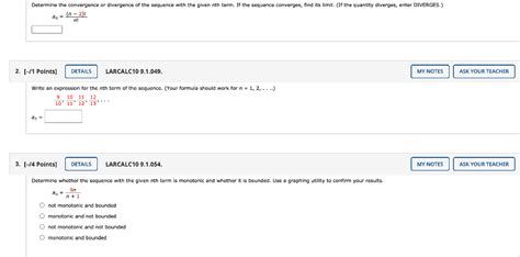 solved determine the convergence or divergence of the