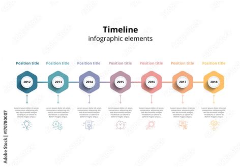 Colorful Horizontal Timeline Infographic Layout Stock Template Adobe