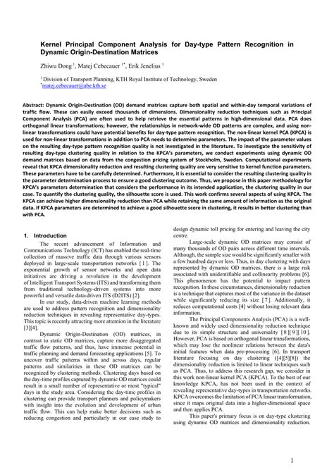 pdf using kernel principal component analysis for daily dynamic origin destination matrices