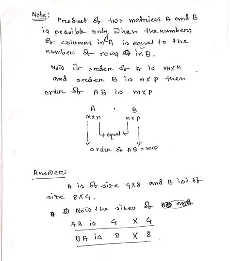 [solved] the sizes of matrices a and b are given find the sizes of ab and course hero