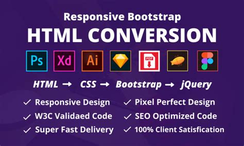Xd Psd Figma And Sketch To Html And Bootstrap 5 Responsive Design By