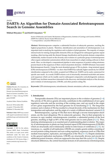 pdf darts an algorithm for domain associated retrotransposon search in genome assemblies