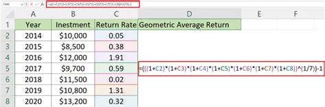 how to calculate geometric average return in microsoft excel spreadcheaters