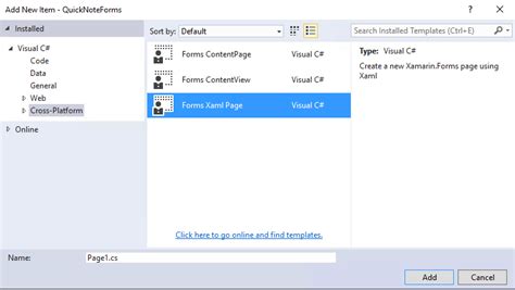 Visual Studio Missing Forms Xaml Page From Add New Item Menu Using