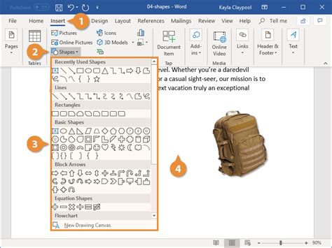 How To Insert A Line And Shapes In Word CustomGuide