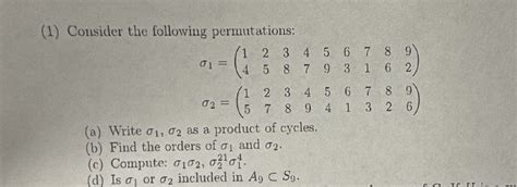 solved 1 consider the following permutations [