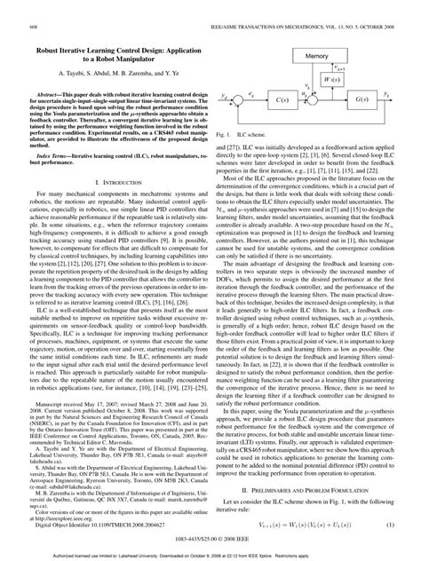 pdf robust iterative learning control design application to a robot manipulator