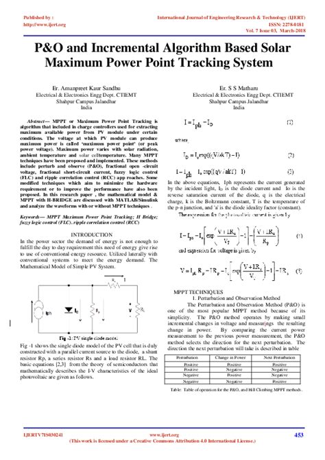 pdf ijert pando and incremental algorithm based solar maximum power point tracking system