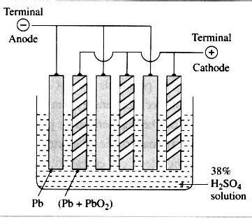 Draw A Neat And Labeled Diagram Of Lead Accumulator Brainly In