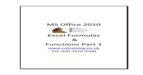 ms office 2010 excel formulas functions part 1 · excel formulas and functions docx naming cells