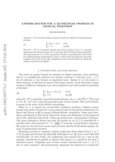 pdf a priori bounds for a quasilinear problem in critical dimension