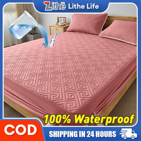 【local Stock】waterproof Quilted Cotton Bed Cover Bed Sheet Machine Washable Dust Resistant Fully