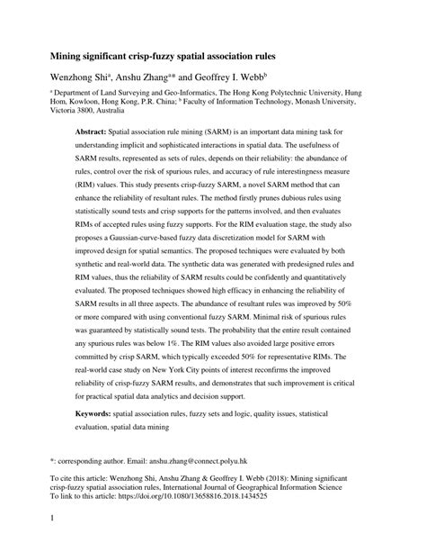 pdf mining significant crisp fuzzy spatial association rules