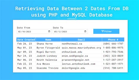 retrieving data between 2 dates from database using php and mysql db tutorial sourcecodester