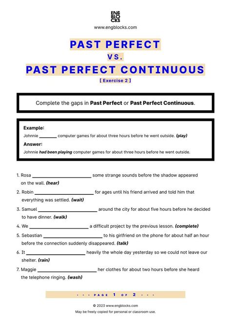 Past Perfect Vs Past Perfect Continuous Exercise
