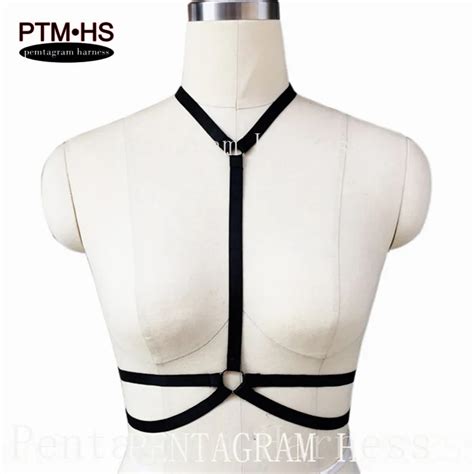 Hot Womens Sexy Body Harness Bondage Lingerie Black Elastic Open Cage Bra Strappy Tops Halter