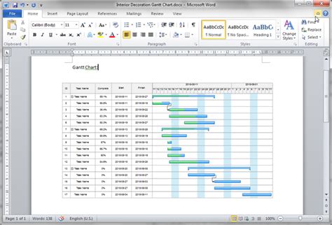 Create Gantt Chart For Word