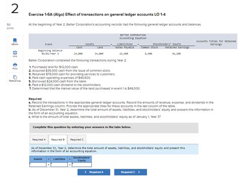 Solved Exercise 1 6A Algo Effect Of Transactions On Chegg