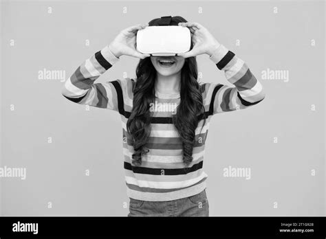 Teen Girl Wearing Virtual Reality Goggles Headset Vr Connection