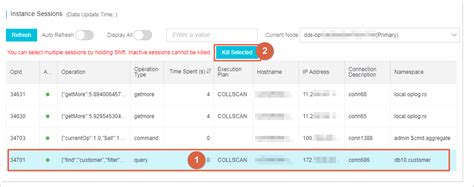 View And Terminate Instance Sessions ApsaraDB For MongoDB Alibaba