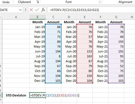 how to use the excel stdev p function geeksforgeeks