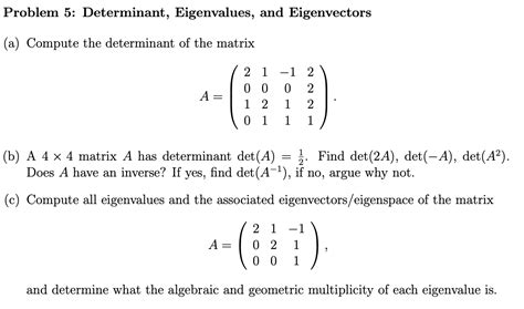 solved problem 5 determinant eigenvalues and eigenvectors