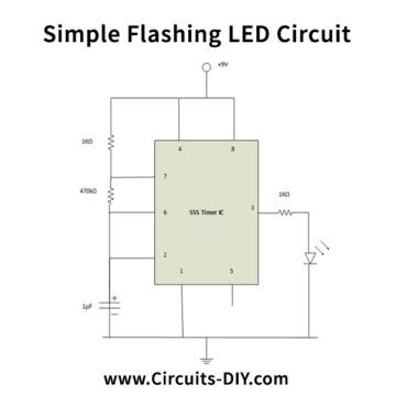 Simple Flashing LED Using 555 Timer IC