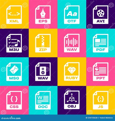 set js file document ppt pdf otf zip y m3u icon vector ilustración del vector ilustración de