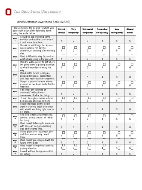 mindfulness attention awareness scale pdf attention mindfulness