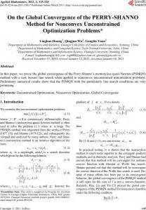 on the global convergence of the perry shanno method for nonconvex unconstrained optimization