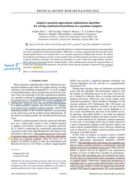 adaptive quantum approximate optimization algorithm for solving combinatorial problems on a