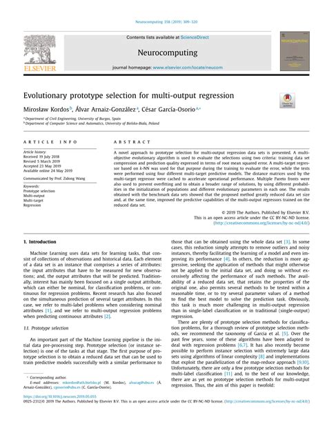 pdf evolutionary prototype selection for multi output regression