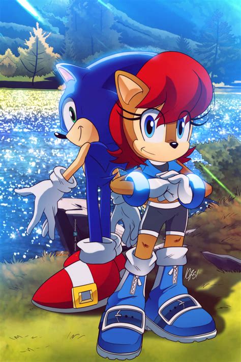 Download Sonic The Hedgehog And Sally Acorn Together In Action Wallpaper