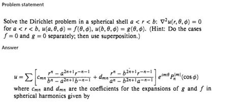 problem statement solve the dirichlet problem in a