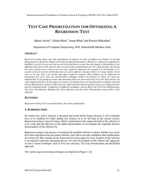 test case prioritization for optimizing a regression test pdf