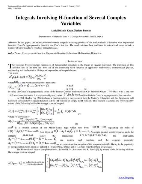 pdf integrals involving h function of several complex variables