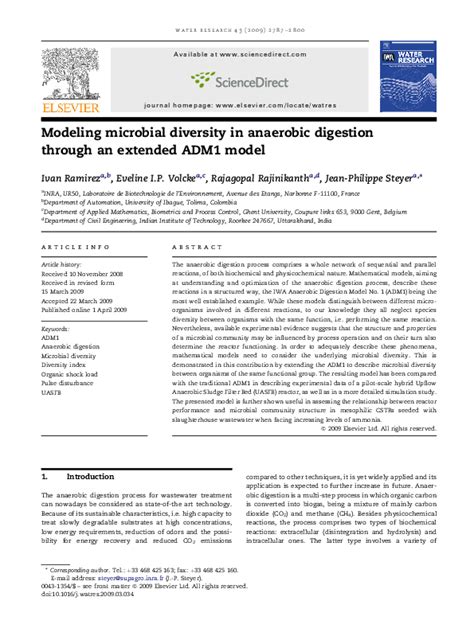 pdf modeling microbial diversity in anaerobic digestion through an extended adm1 model ivan