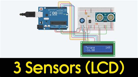 3 Sensors Lcd With Arduino In Tinkercad Youtube