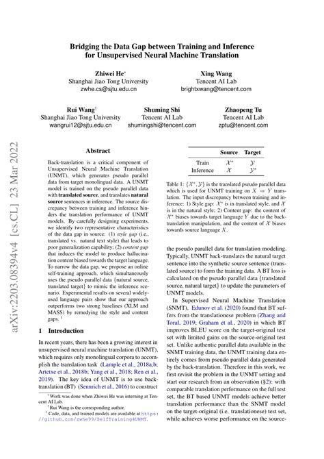 pdf bridging the data gap between training and inference for unsupervised neural machine